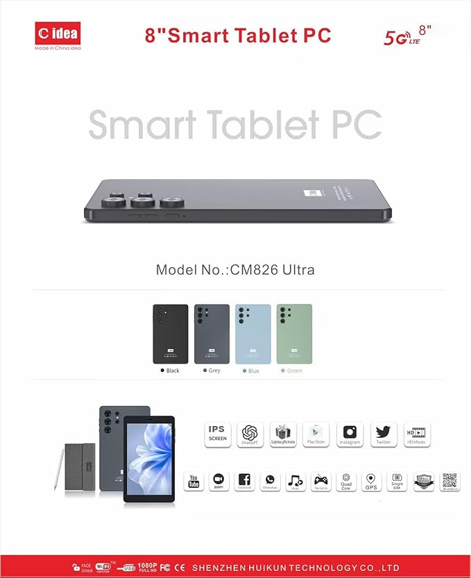 Cidea Tablette 8" CM826 ULTRA 512GB STOCKAGE ET 8GB RAM 8000mAh – EK TECH